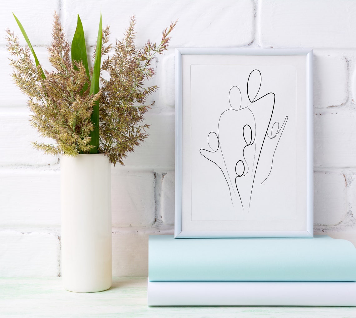 Family of Six Line Art Family Art Abstract Wall Print - Etsy