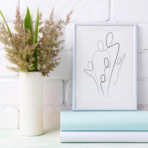 Family of Six Line Art | Family Art | Abstract Wall Print | Minimalist ...