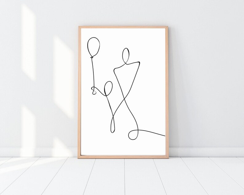 Father and Child Line Art Granddad and Child Abstract Wall - Etsy