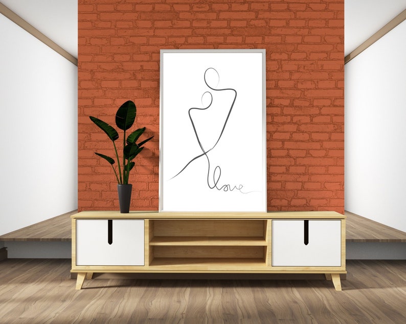 Couples Love Line Art Abstract Wall Print Minimalist Etsy