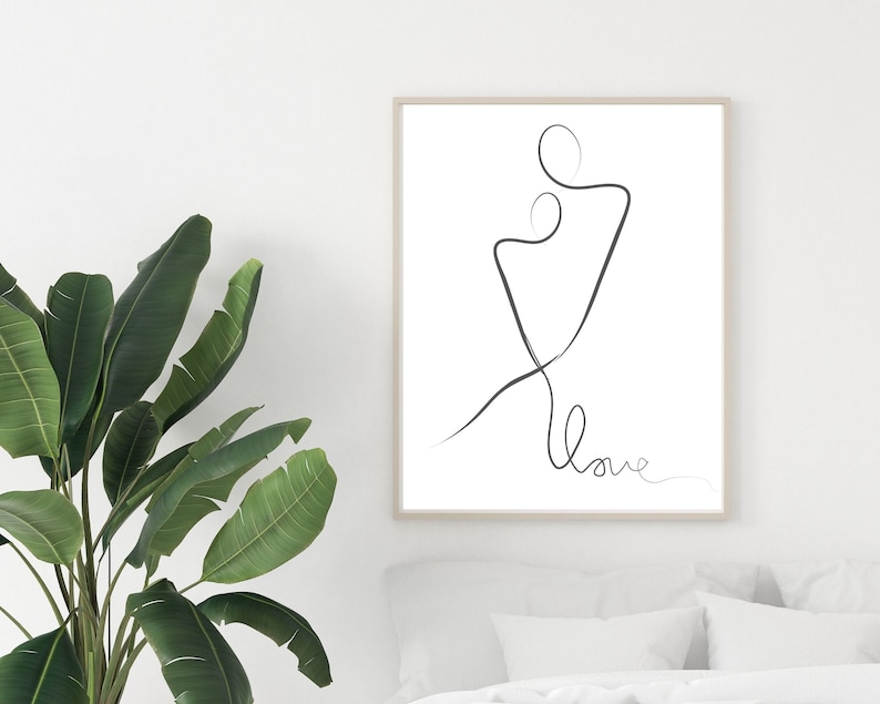 Couples Love Line Art Abstract Wall Print Minimalist Etsy