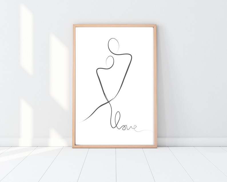 Couples Love Line Art Abstract Wall Print Minimalist Etsy