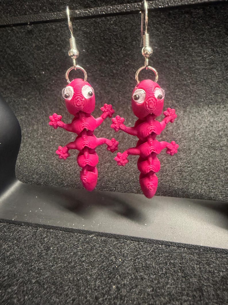 Silly Articulated Lizard 3D Printed Earrings - Etsy
