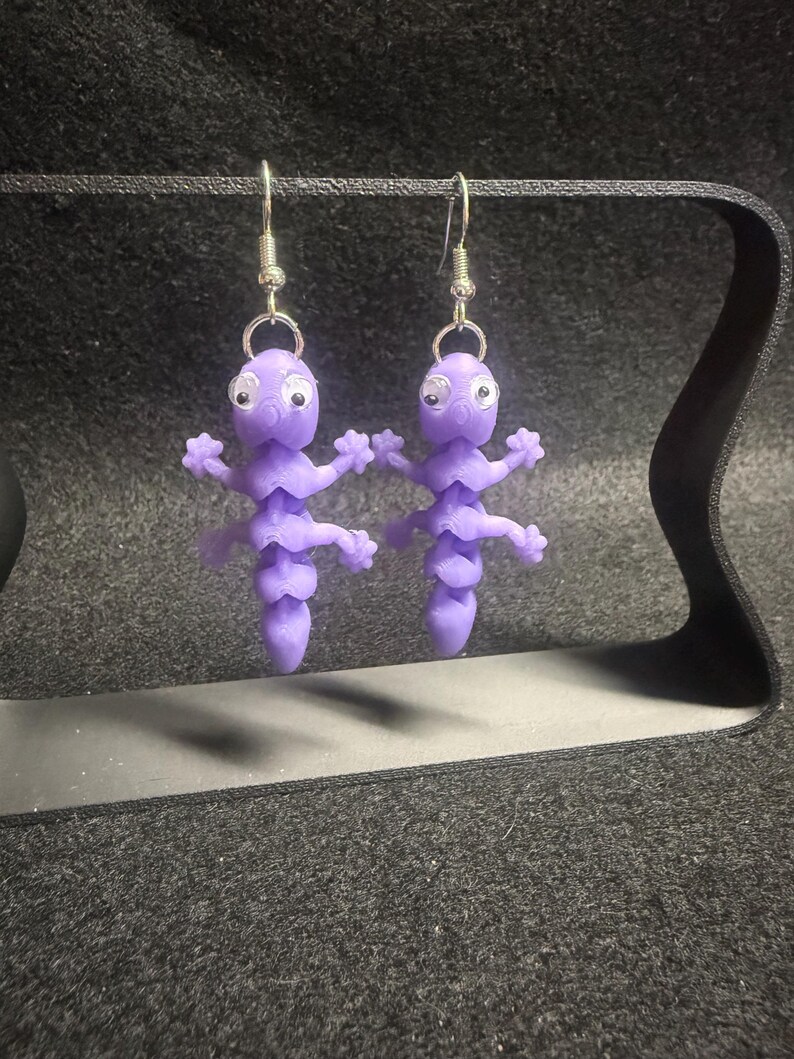 Silly Articulated Lizard 3D Printed Earrings - Etsy