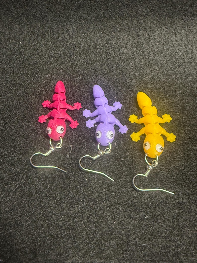 Silly Articulated Lizard 3D Printed Earrings - Etsy