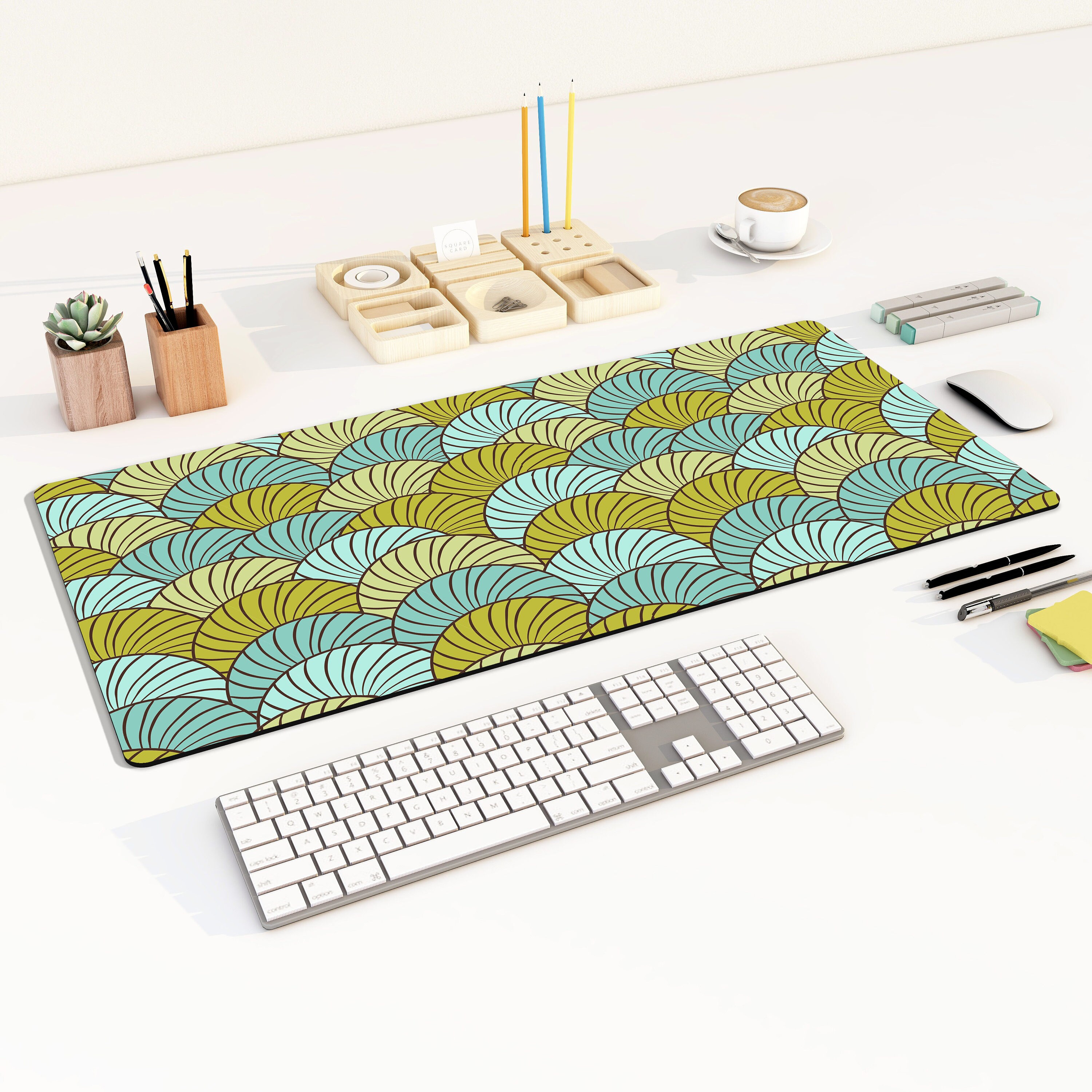 Colorful Seashell Large Mousepad, Sea Shell Blue Green Beach Coast ...