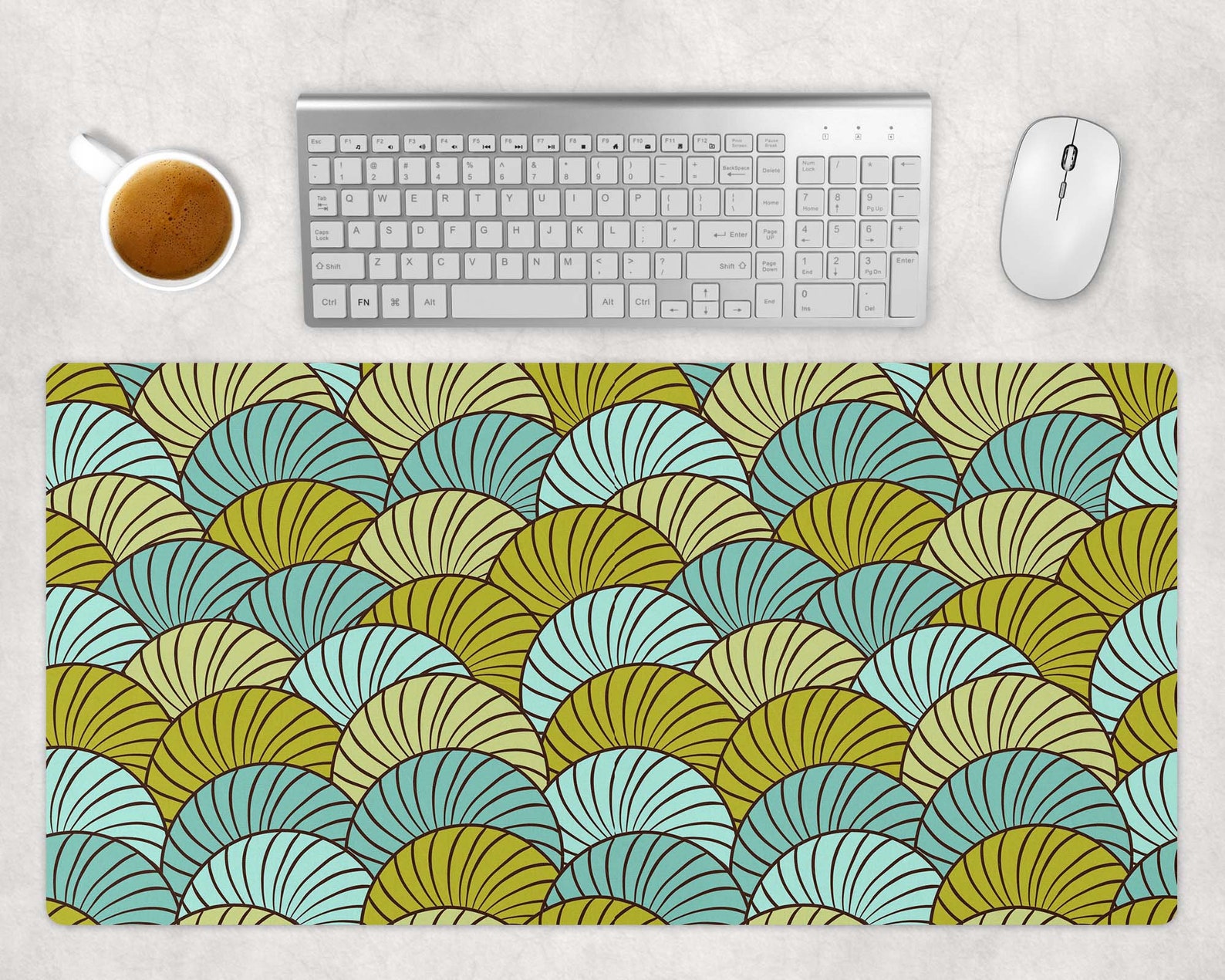 Colorful Seashell Large Mousepad, Sea Shell Blue Green Beach Coast ...