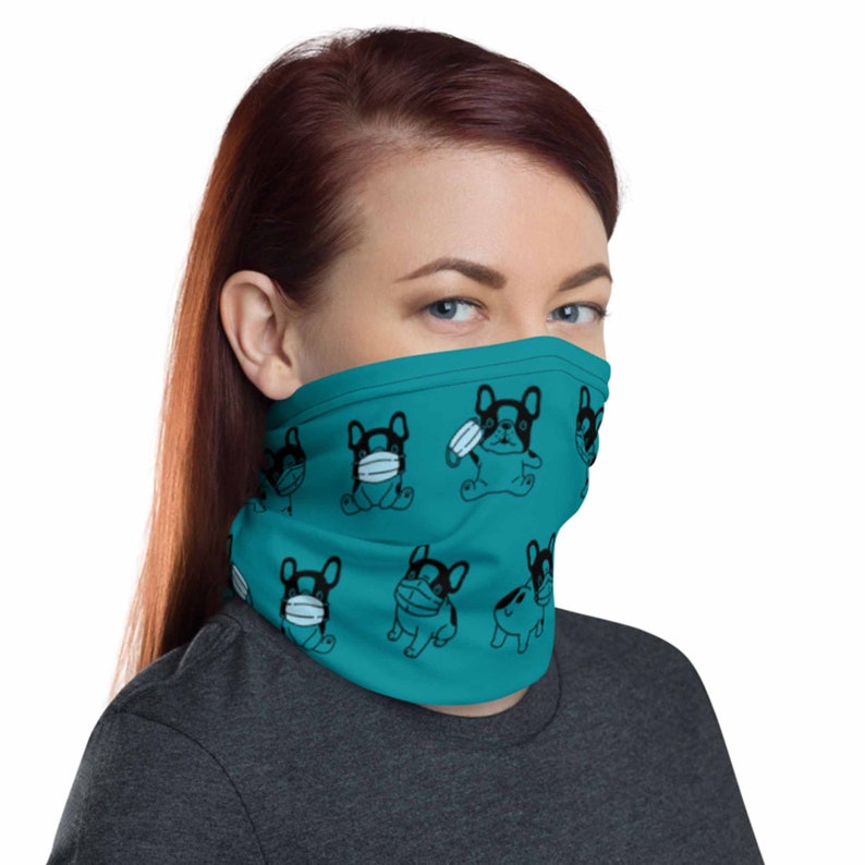 Frenchie French Bulldog Face Mask, Neck Gaiter, Washable Reusable ...