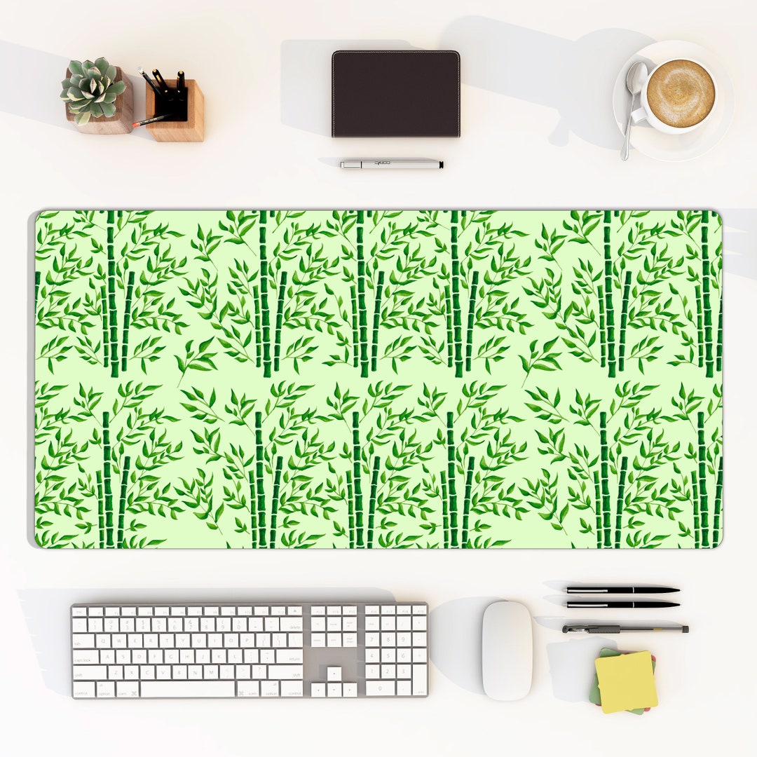 Green Bamboo Forest Large Mouse Pad, Tropical Botanical Leaves Tree ...