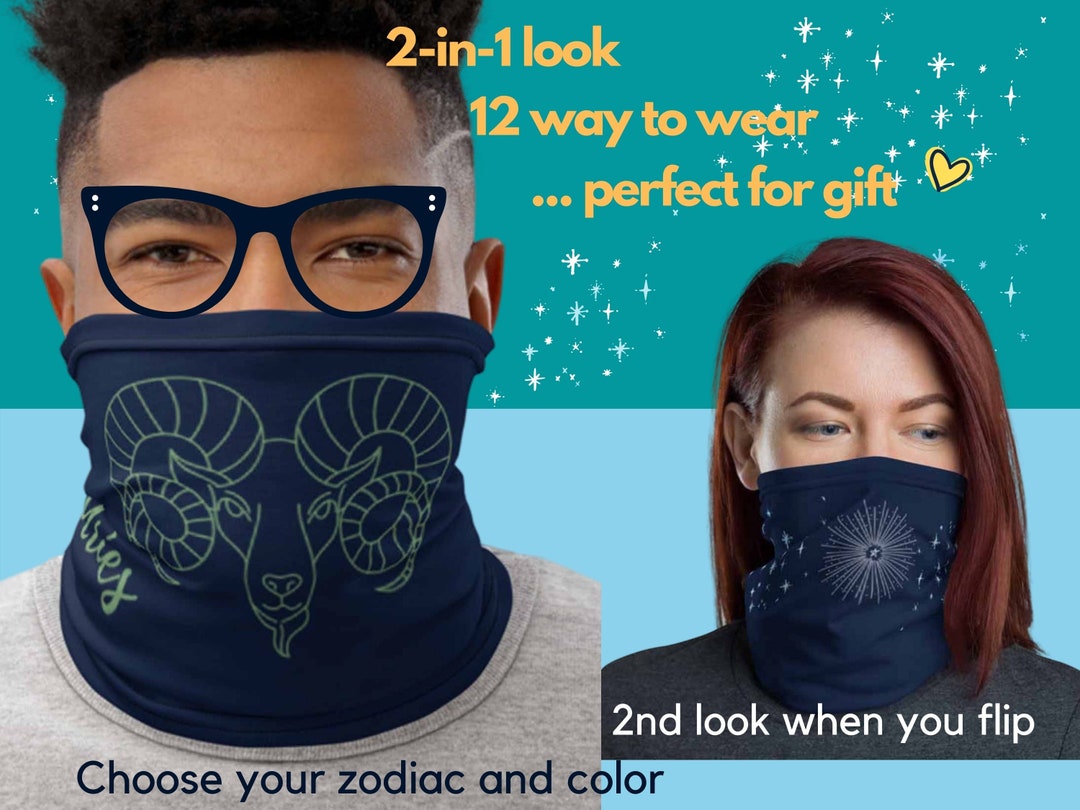Aries Zodiac Horoscope Face Mask, Neck Gaiter, Washable Reusable ...