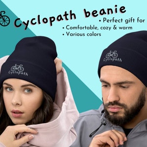 Cyclopath Cyclist Cuffed Beanie, Embroidery Winter Hat, Gift for ...