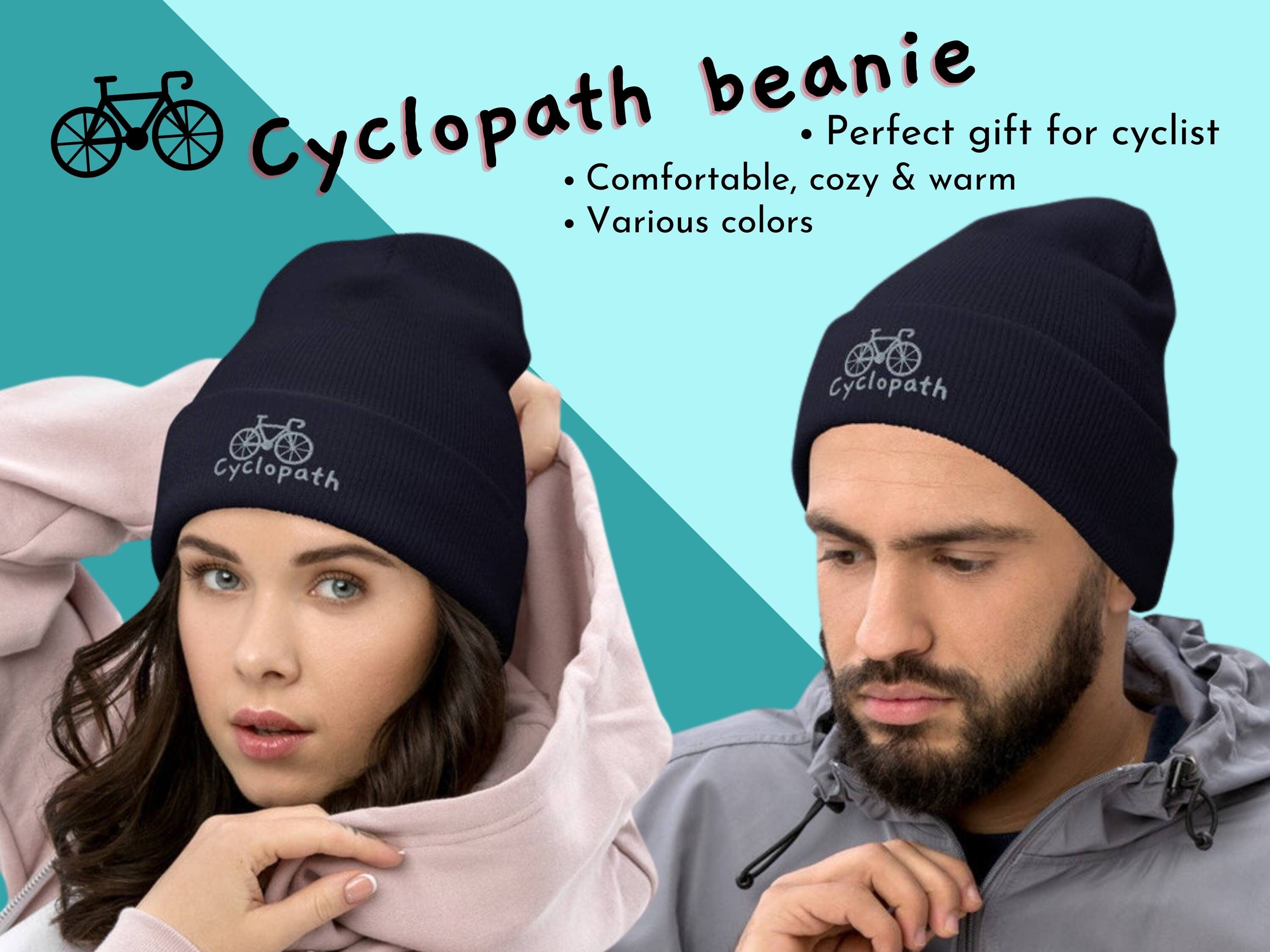 Cyclopath Cyclist Cuffed Beanie, Embroidery Winter Hat, Gift for ...