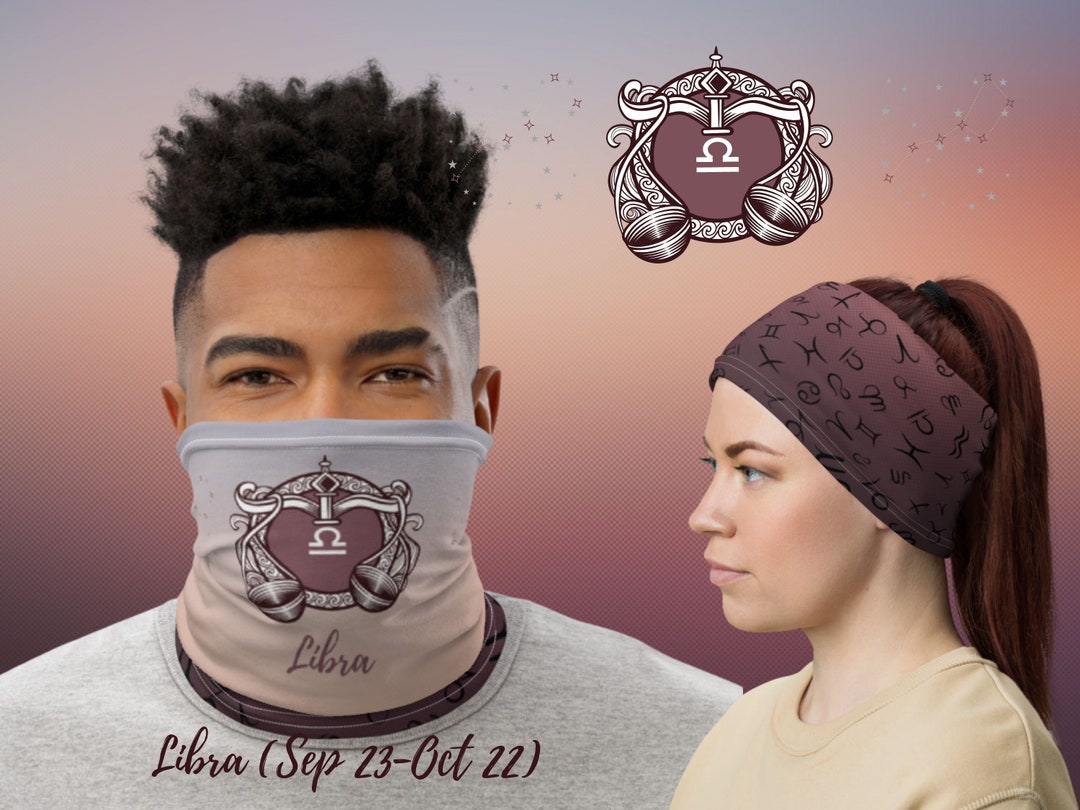 Libra Zodiac Horoscope Face Mask, Neck Gaiter, Washable Reusable ...