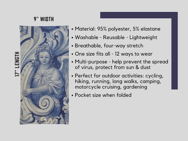 Blue Angel Greek Mythology Face Mask, Neck Gaiter, Washable Reusable ...