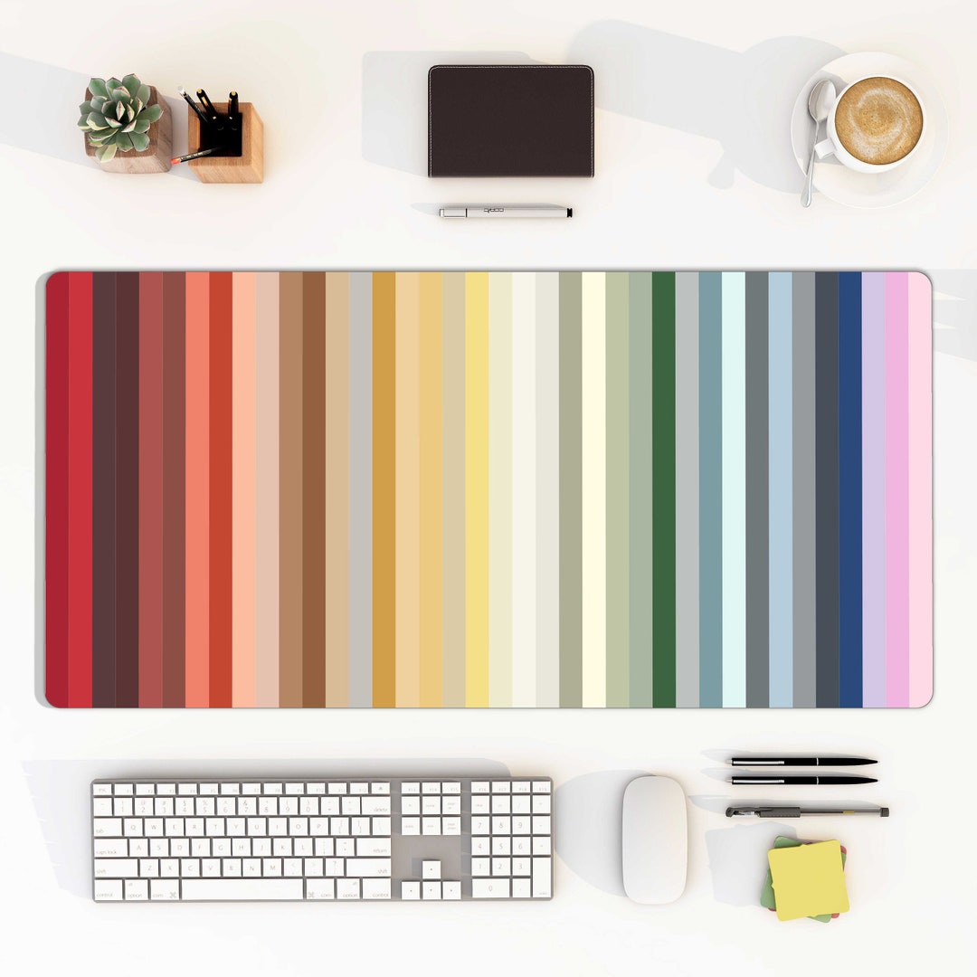 Colorful Retro Rainbow Large Mousepad, Mid-century 70s Vibe Cute Desk ...