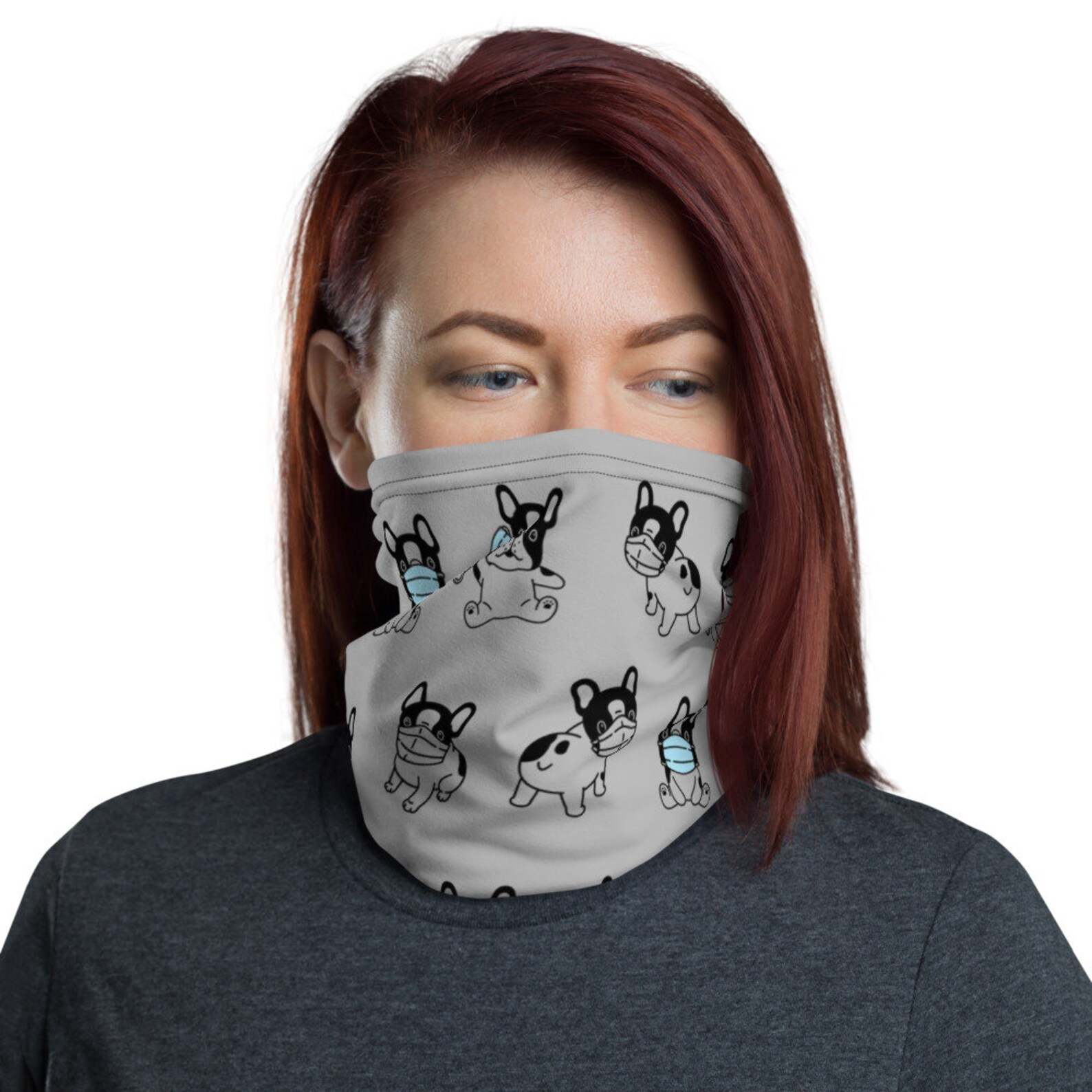 Frenchie French Bulldog Face Mask, Neck Gaiter, Washable Reusable ...