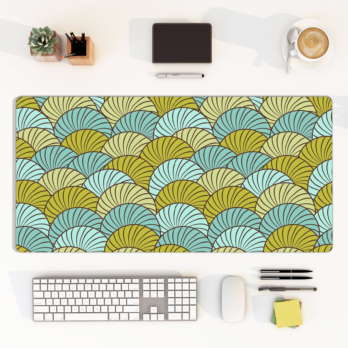 Colorful Seashell Large Mousepad, Sea Shell Blue Green Beach Coast ...
