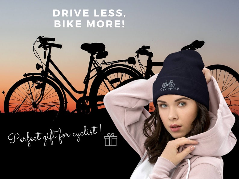 Cyclopath Cyclist Cuffed Beanie, Embroidery Winter Hat, Gift for ...