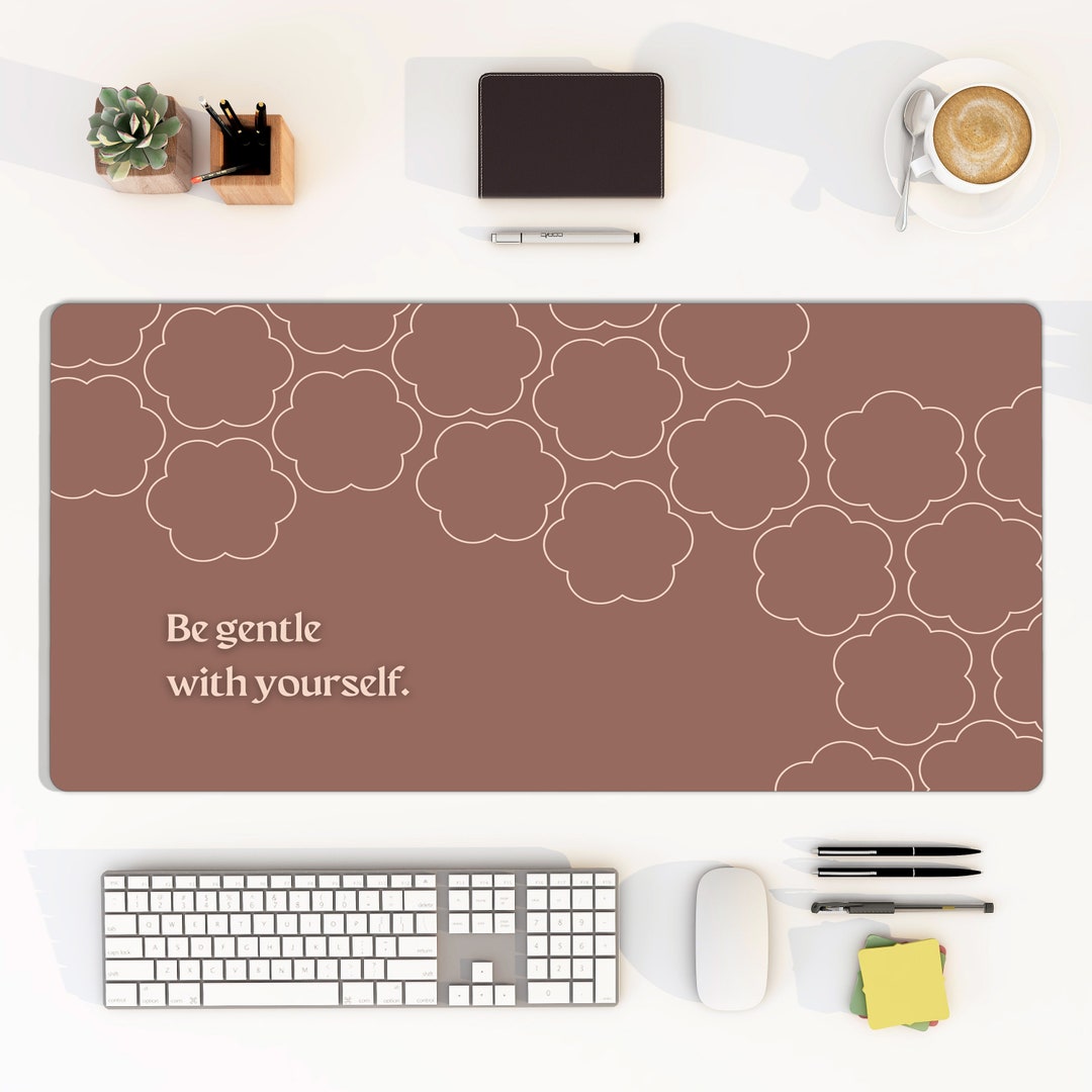 Be Gentle With Yourself Large Mouse Pad, Inspirational Quote Maroon ...