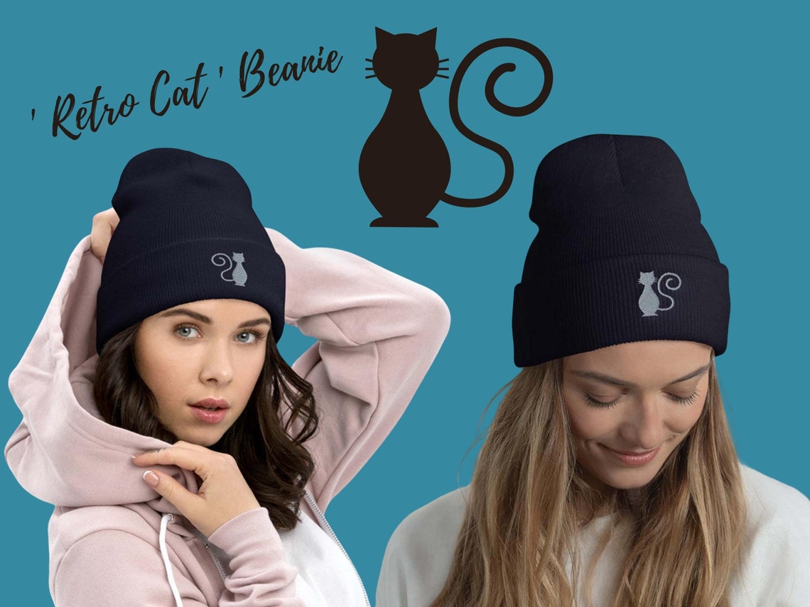 Retro Cat Cuffed Beanie Cat Lover Gift Cute Kitten - Etsy Canada