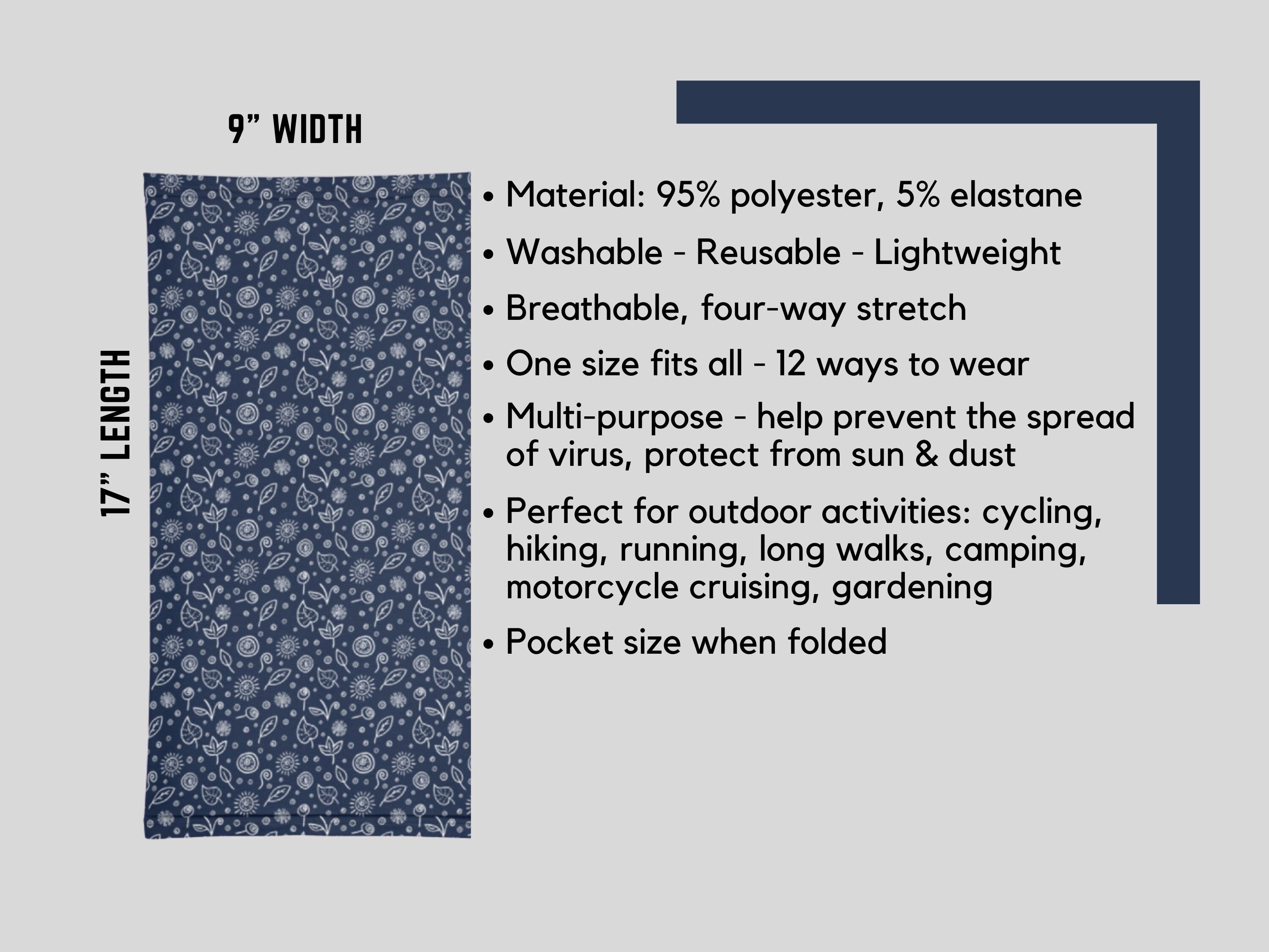 Floral Summer Pattern Face Mask, Neck Gaiter, Washable Reusable ...