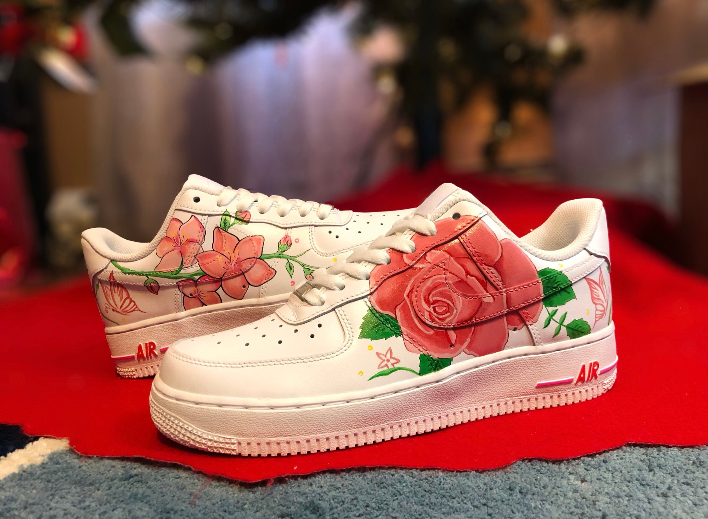 Custom Nike Air Force 1 - Flower Design - Etsy