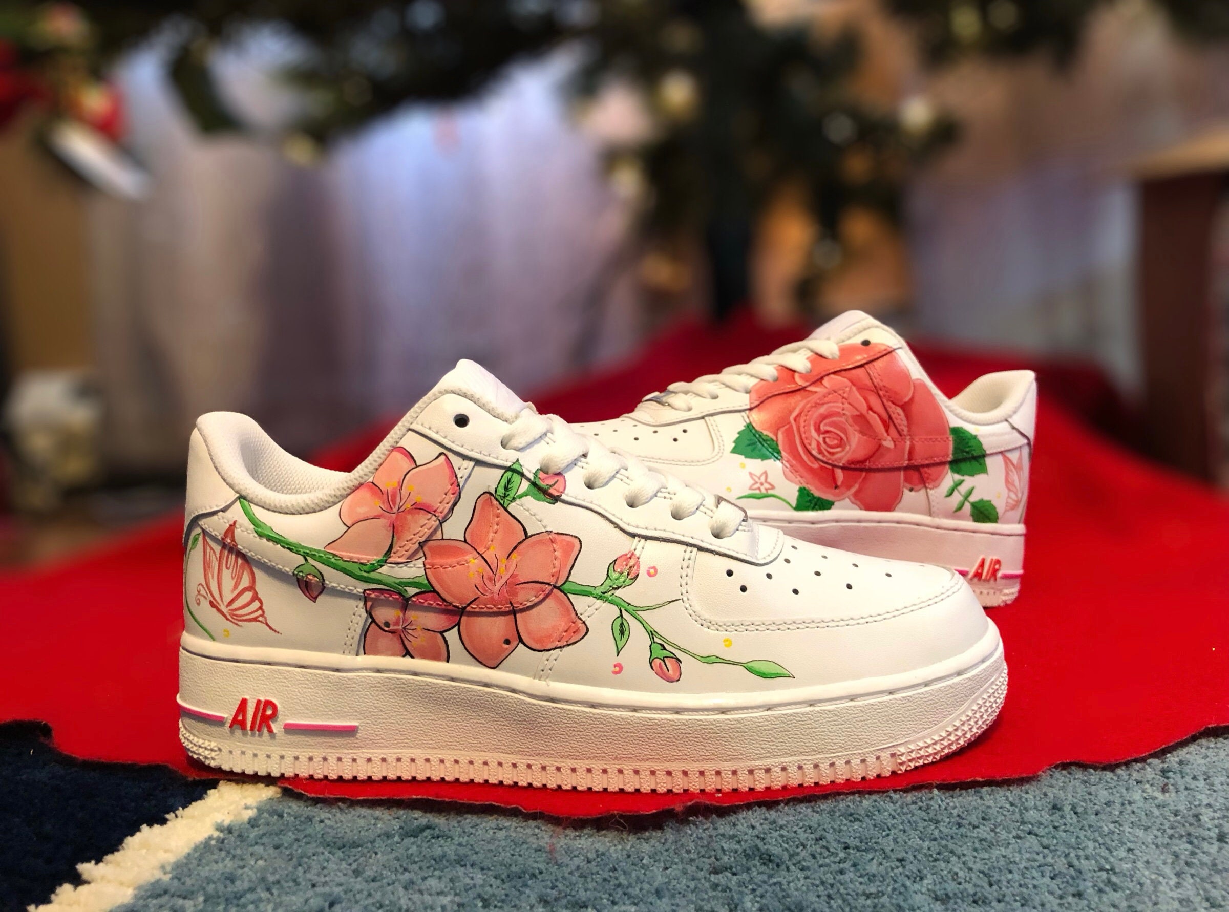 Custom Nike Air Force 1 - Flower Design - Etsy