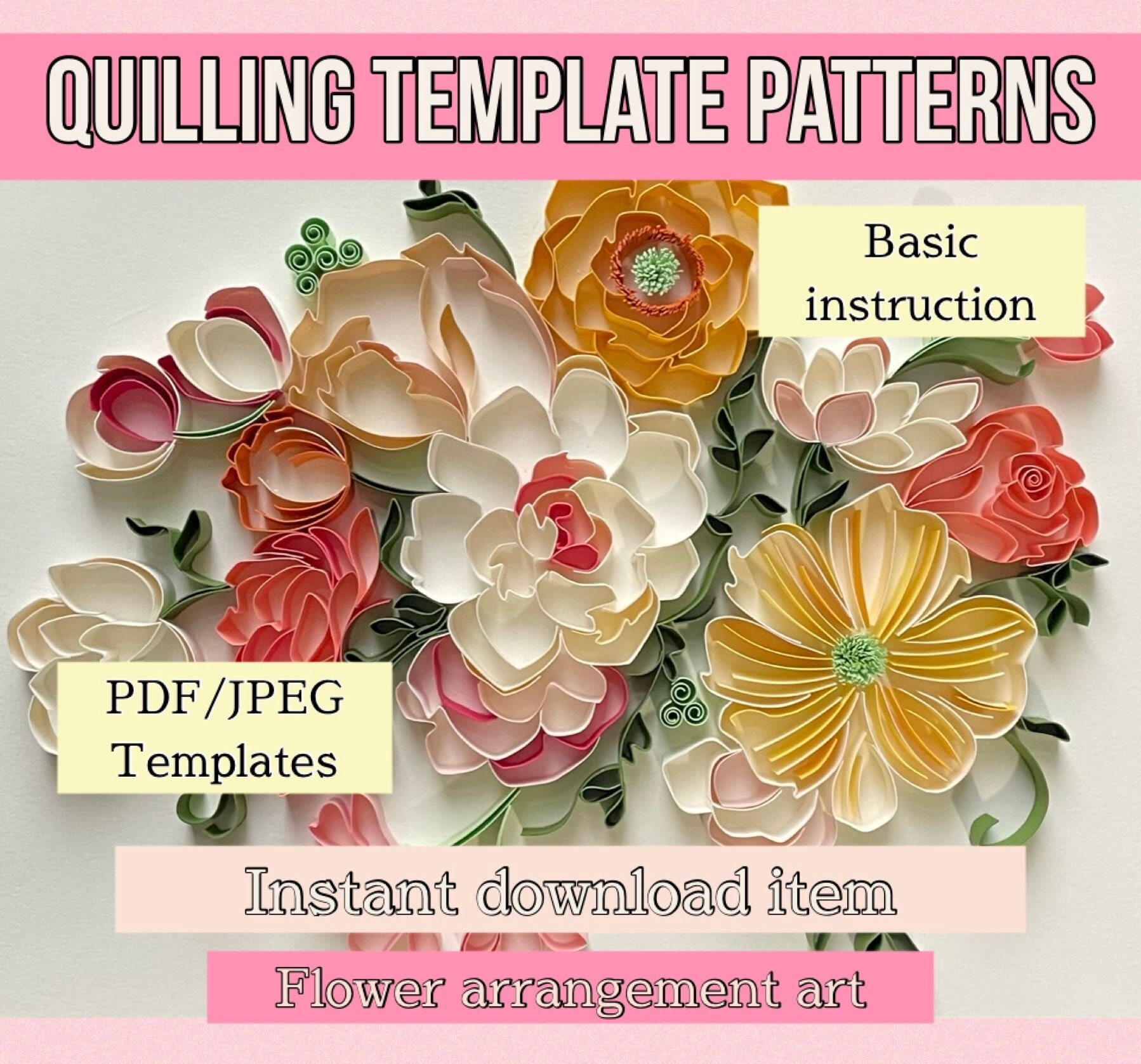 Flower Arrangement Quilling Template, Quilling Patterns, Quilling Template Patterns, Quilling ...