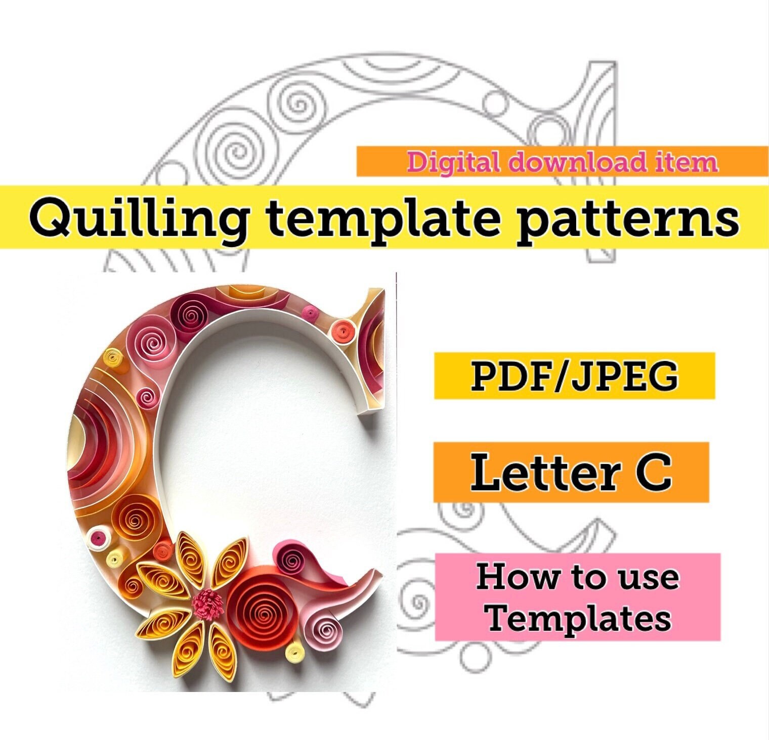 Quilling Template, Quilling Letter, Quilling Patterns, Quilling ...