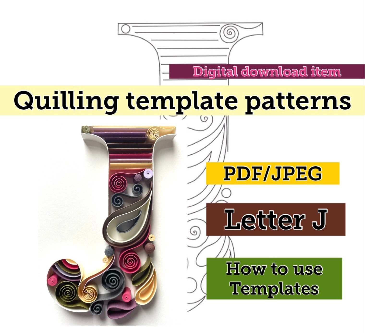 Quilling Template Quilling Letter Quilling Patterns - Etsy