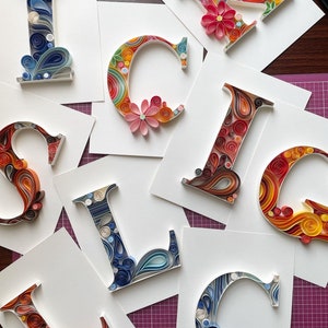 Initial Art / Quilling Art Framed /quilling Flowers /quilling Letter ...