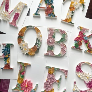 Initial Art / Quilling Art Framed /quilling Flowers /quilling Letter ...