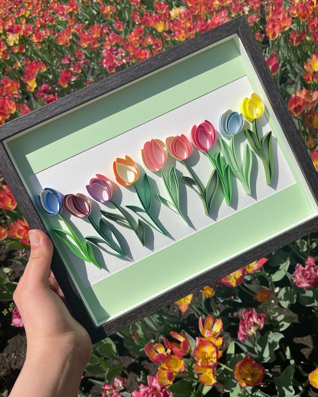 Rainbow Tulip Quilling Art - Tulip Wall Art - Gift for Wife- Gift for ...