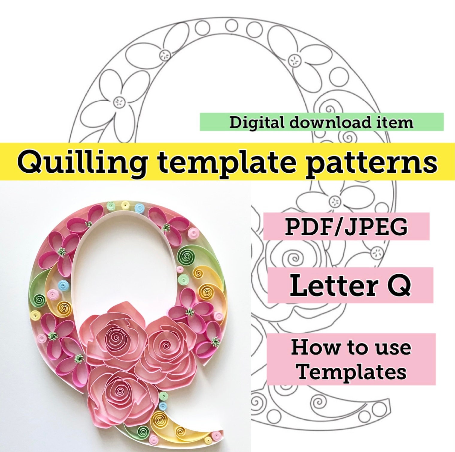 Quilling Template Quilling Letter Quilling Patterns - Etsy