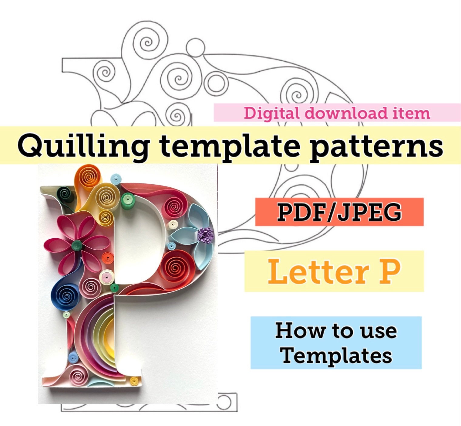 Quilling Template, Quilling Letter, Quilling Patterns, Quilling ...