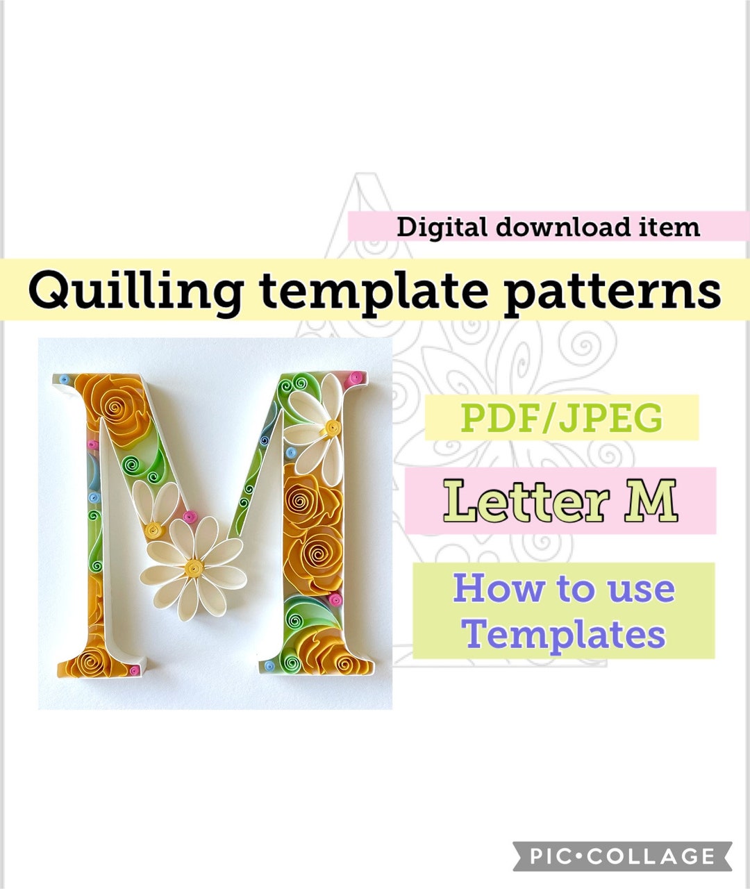 Quilling Template, Quilling Letter, Quilling Patterns, Quilling ...