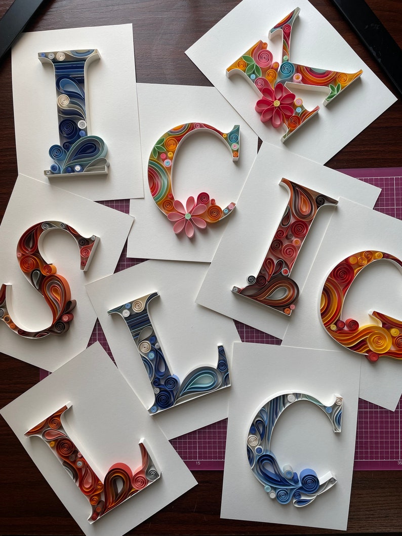 Initial Art / Quilling Art Framed /quilling Flowers /quilling - Etsy