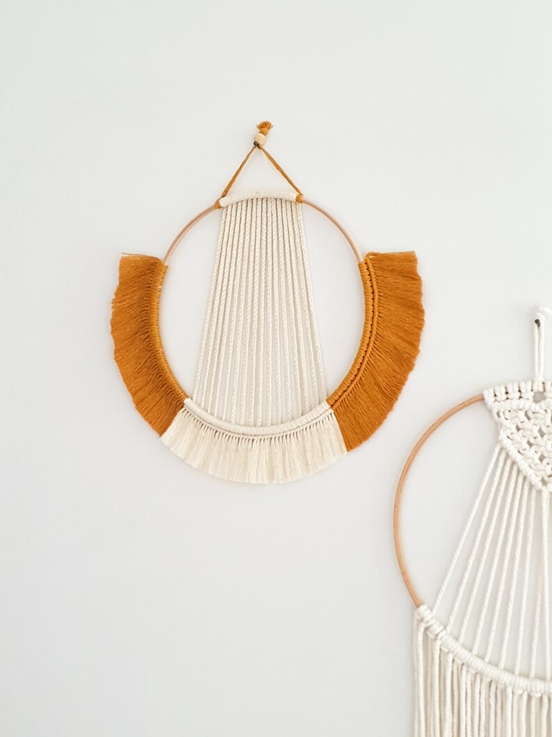 Mustard Circle Macrame Circle Wall Hanging Macrame Wall Art | Etsy