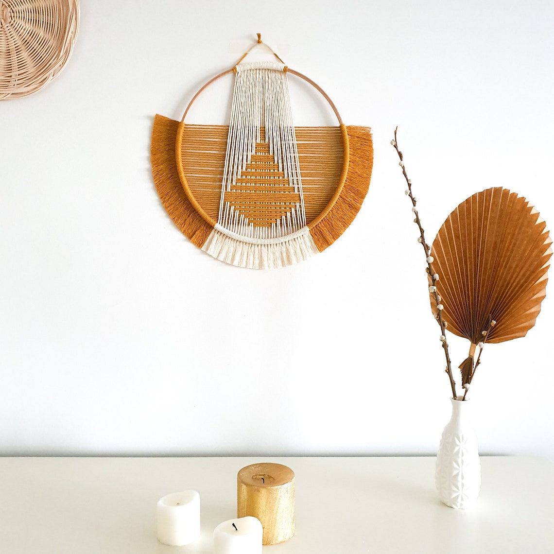 Circle Macrame Wall Decor Textile Wall Hanging Fiber Wall | Etsy