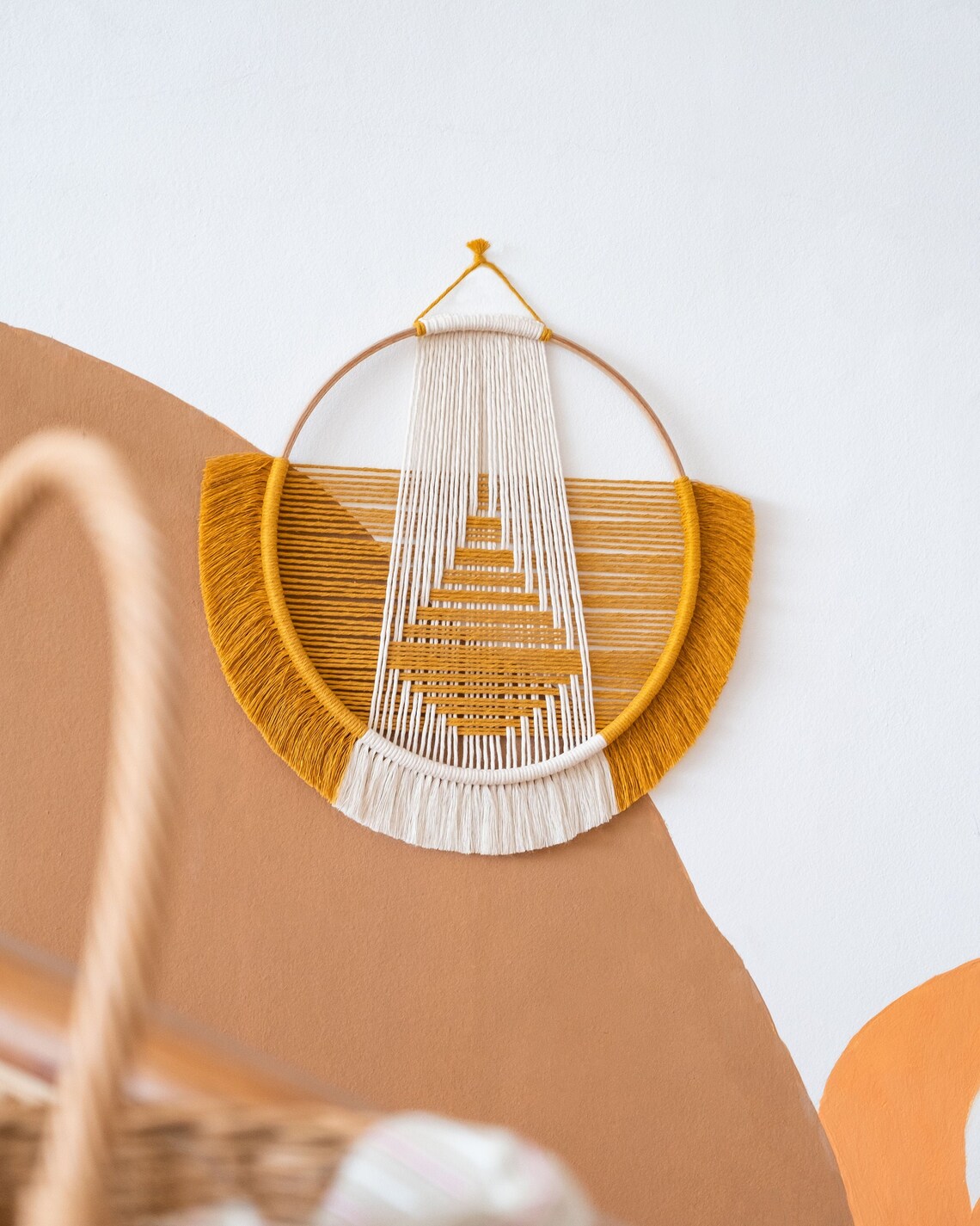 Circle Macrame Wall Decor, Textile Wall Hanging, Fiber Wall Art ...