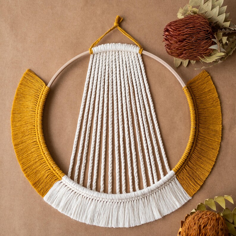 Mustard Circle Macrame Circle Wall Hanging Macrame Wall Art | Etsy