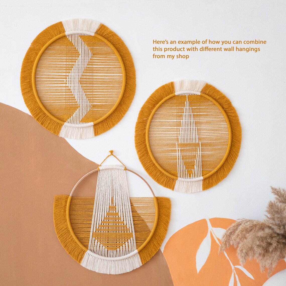 Mustard Hoop Macrame Circle Wall Hanging Circular Fiber Art - Etsy