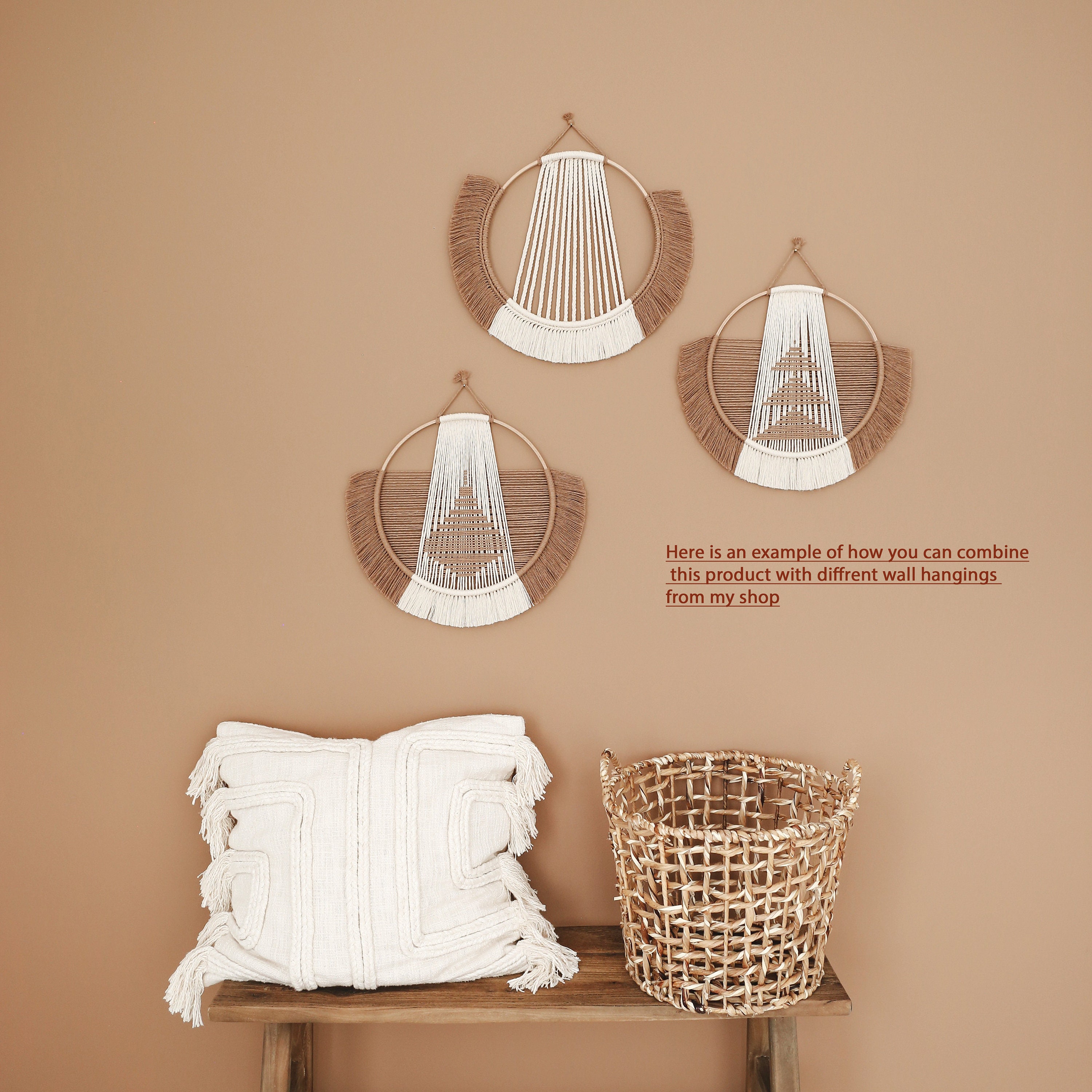 Brown Circle Macrame Earthy Wall Hanging Macrame Wall Art - Etsy