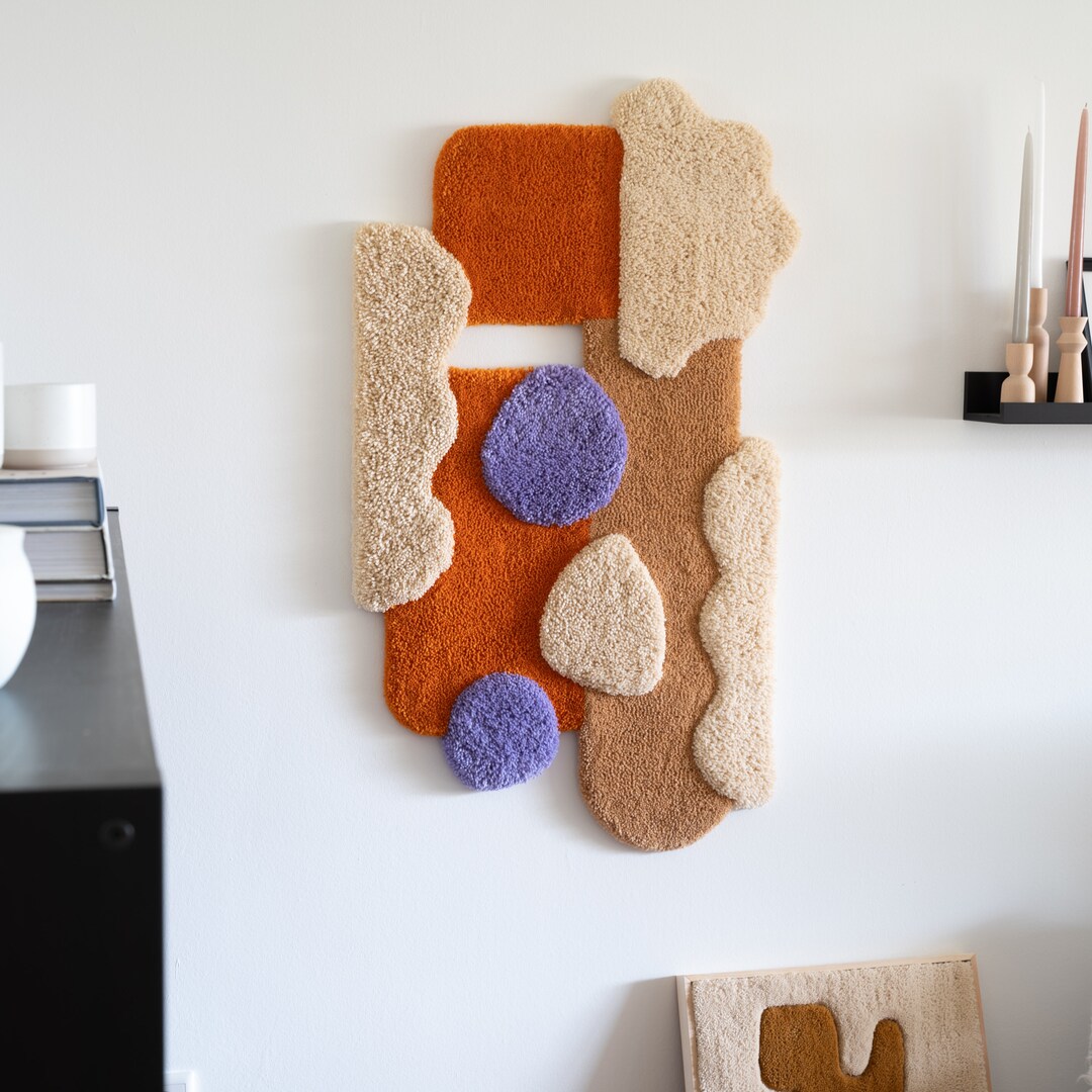 Wall Hanging Rug, Colorful Textile Wall Art, Tufted Wall Rug, Tapestry ...