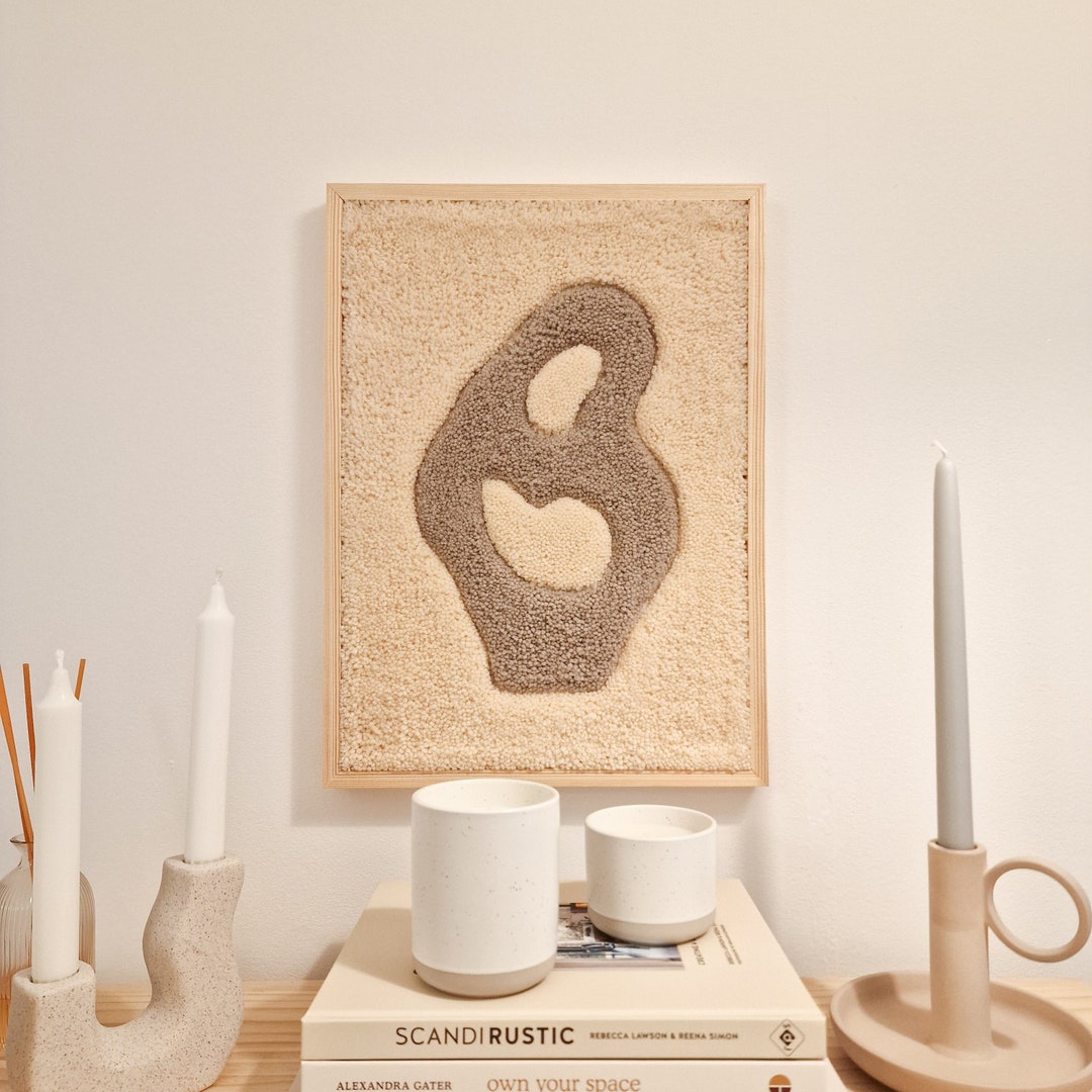 Fiber Artwork, Tufted Art, Wool Tapestry, Framed Artwork, Wood Frame ...