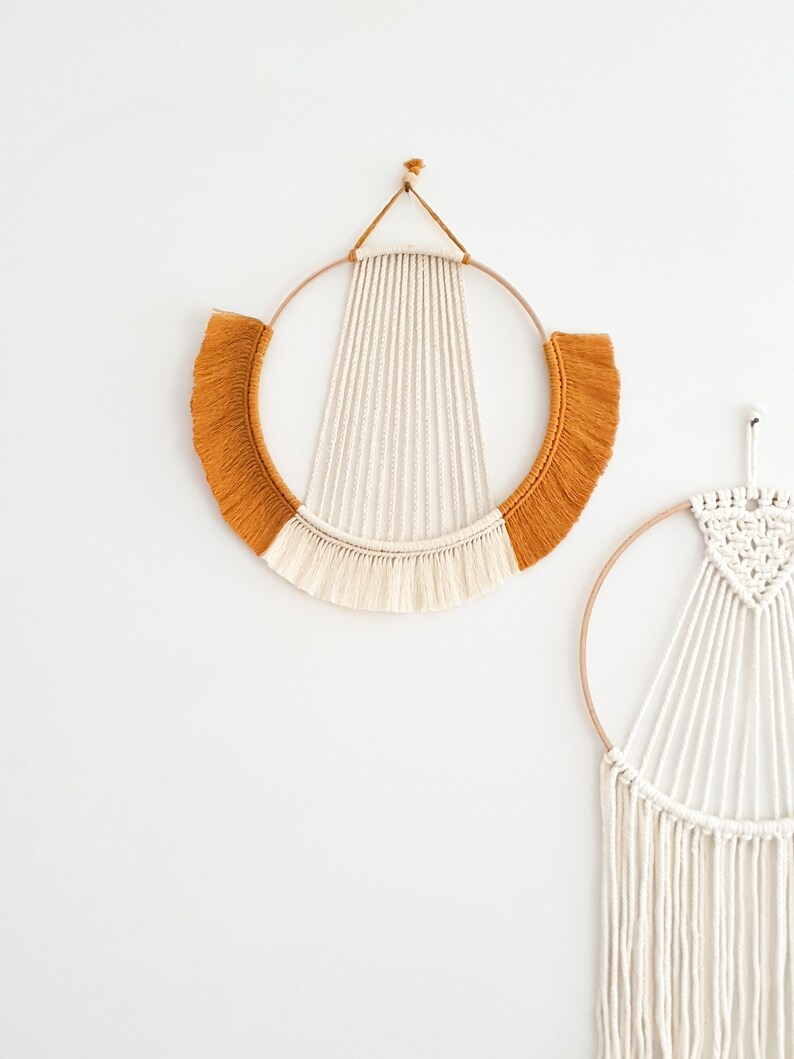 Mustard Circle Macrame Circle Wall Hanging Macrame Wall Art | Etsy