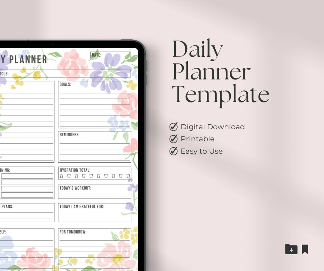 Digital and Printable Daily Planner With Floral Theme - Etsy