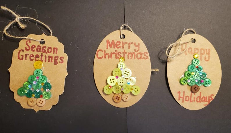 Gift Tags, Tags, Button Gift Tags, Buttons, Christmas, Christmas Button ...
