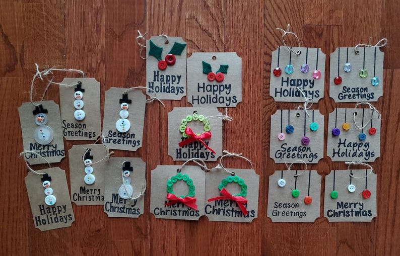 Gift Tags, Tags, Button Gift Tags, Buttons, Christmas, Christmas Button ...