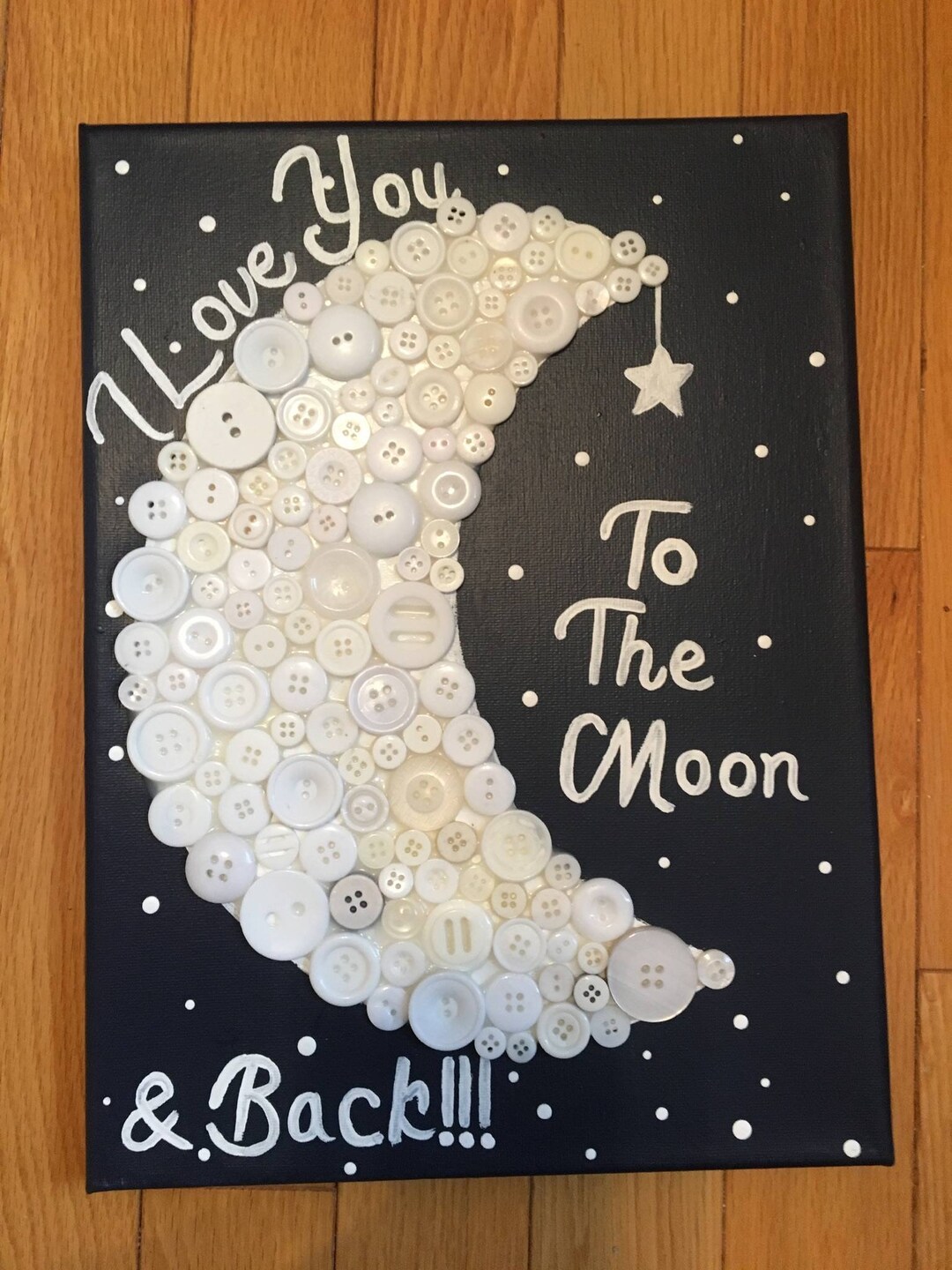 Button Art Moon Stars Nursery Decor, Unique Handmade Canvas Wall Art - Etsy